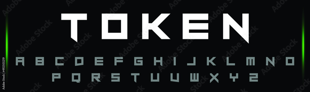Vecteur Stock TOKEN tech minimal modern abstract alphabet fonts ...