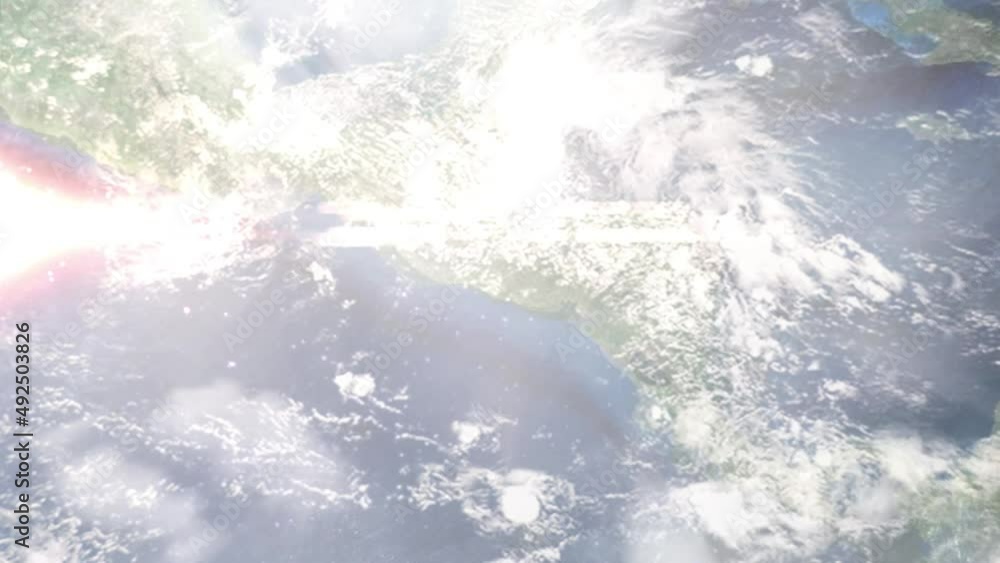 Earth zoom in from outer space to city. Zooming on Santa Ana, El ...