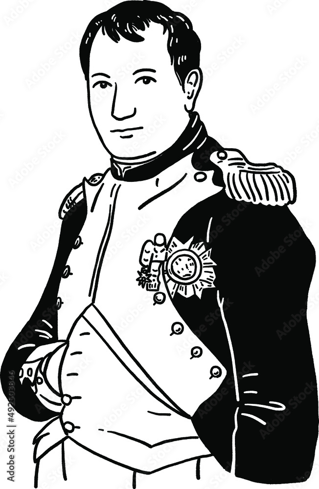 Vetor de Napoleon Bonaparte French military leader Hand drawn Portrait ...