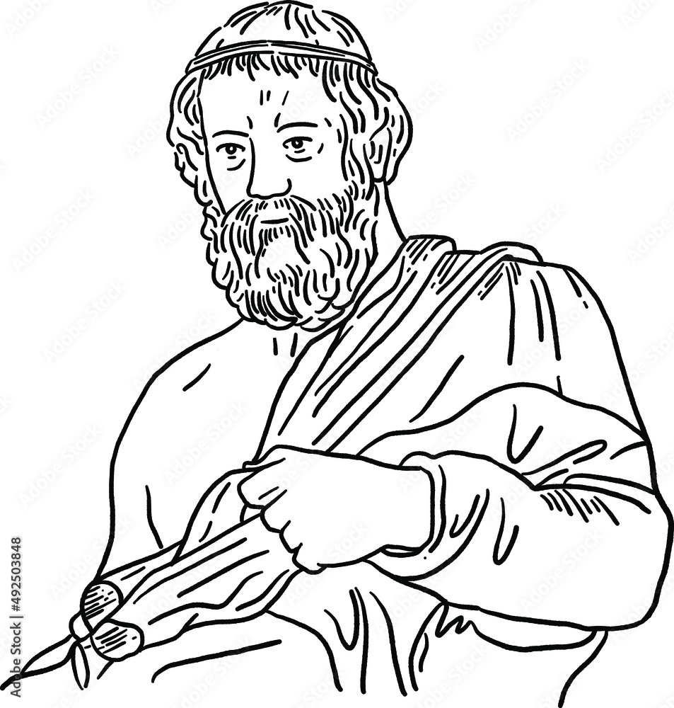 Vetor de Plato Greek Philosopher Hand drawn line art Portrait ...