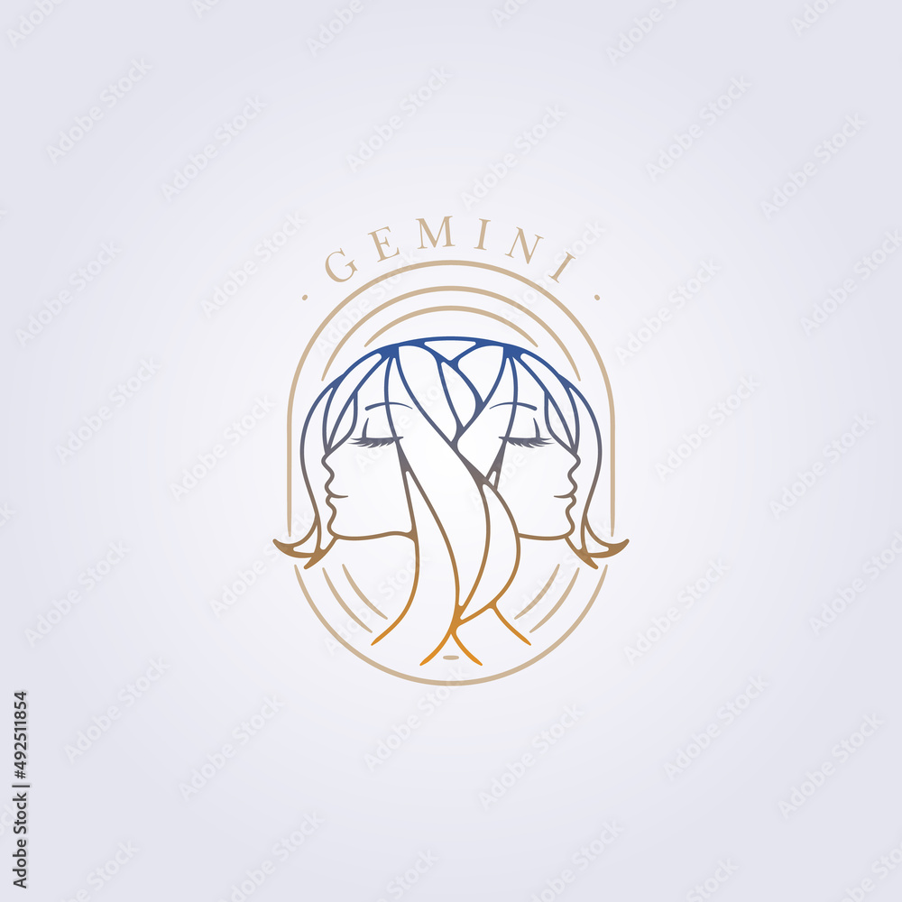 gemini zodiac horoscope badge sister female icon sign label template ...