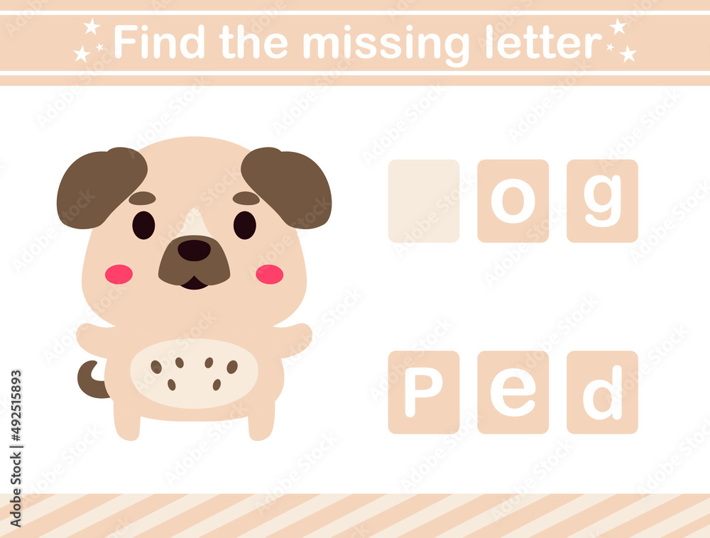 Find the missing letter of animal.suitable for preschool.Educational ...