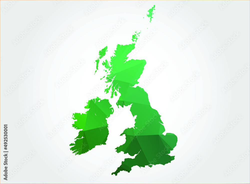 Uk Counties Map Green Color on white background polygonal Stock Vector ...