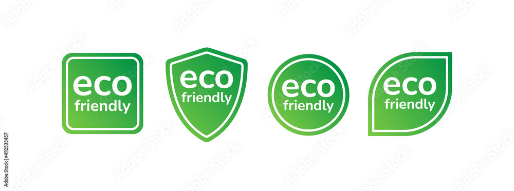 Eco friendly labels icon set. Natural organic ecology green stickers ...
