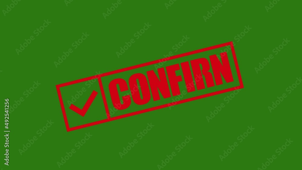 confirm stamp animation.4K motion animation. green background Stock ...