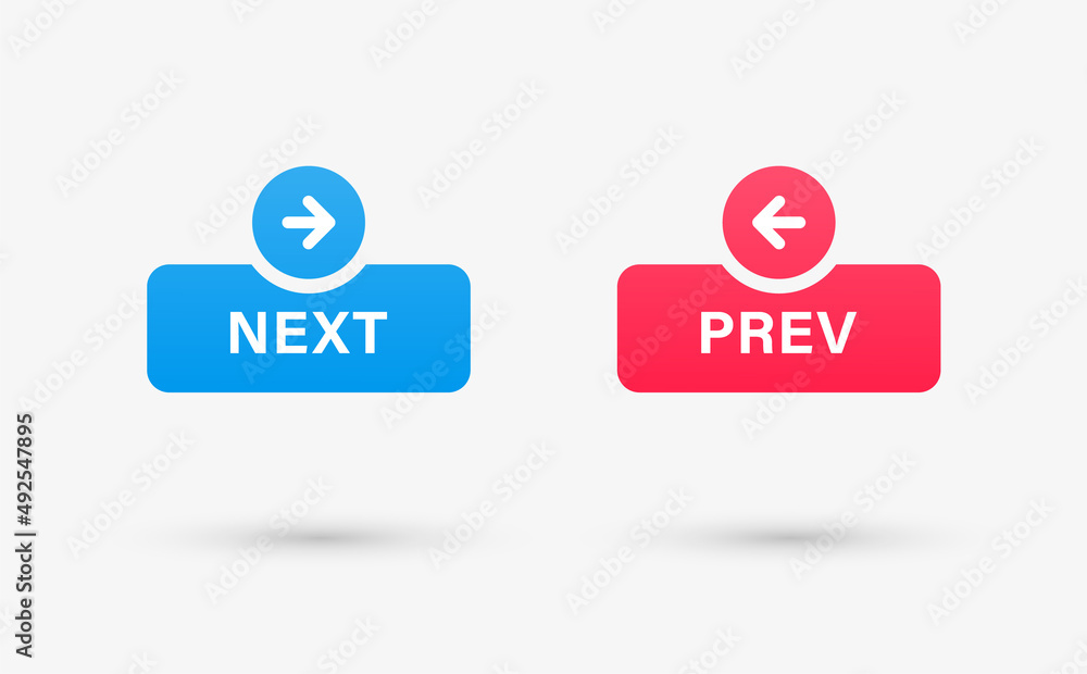 next and previous buttons with arrow right left icon in modern label ...
