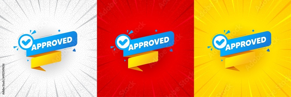 Approved paper banner. Flash offer banner, coupon or poster. Permission ...