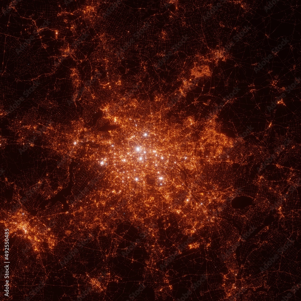 Berlin city lights map, top view from space. Aerial view on night ...