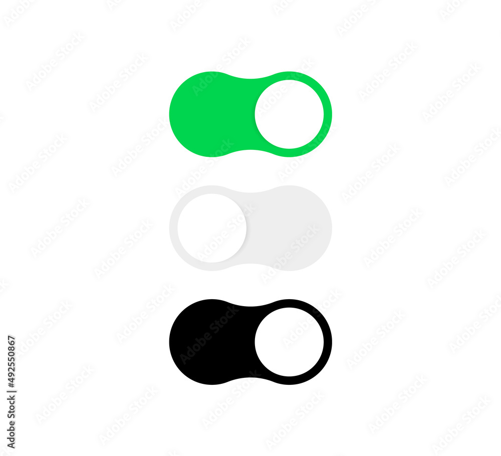 On Off toggle switch buttons, yes or no with switch slider in modern ...