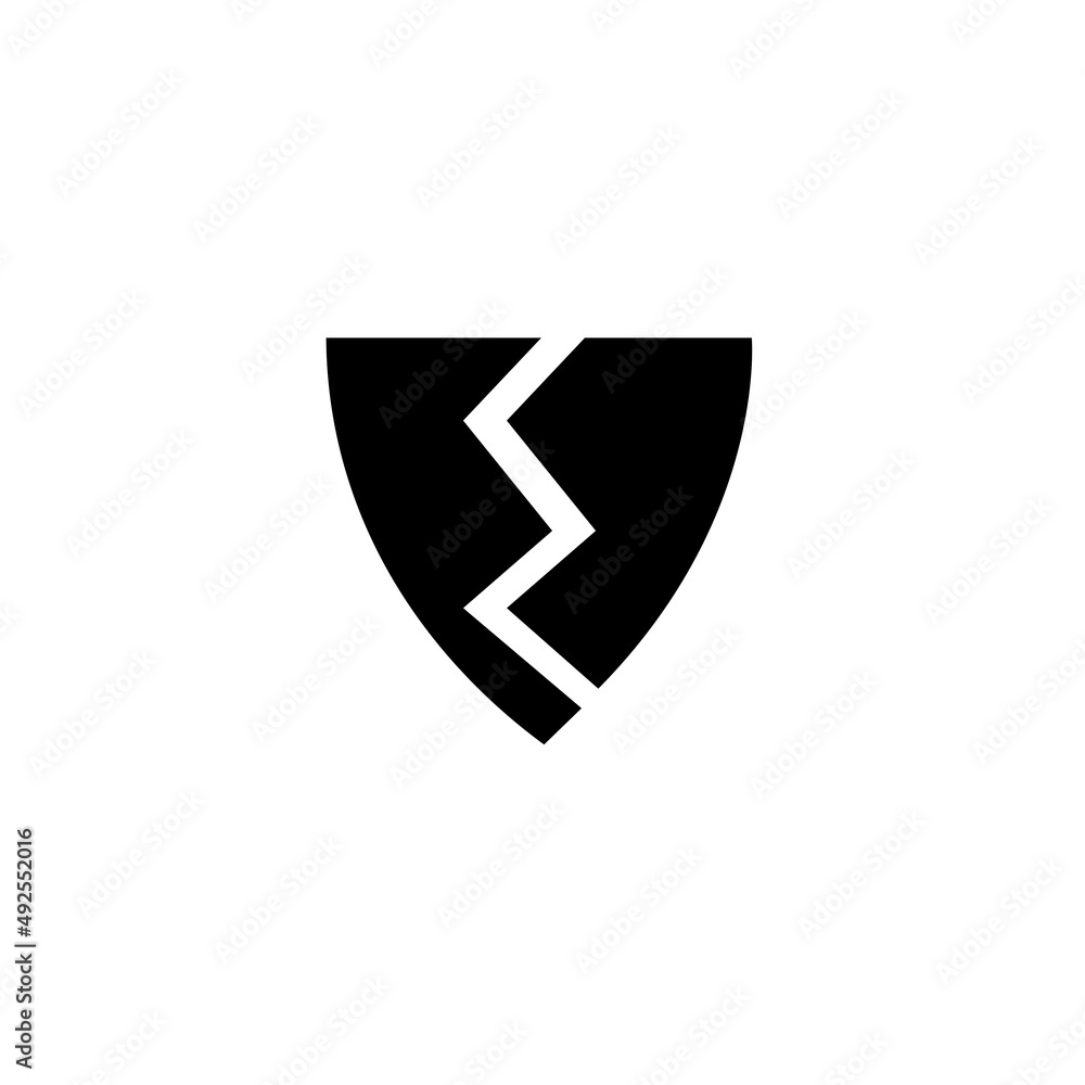 Graphic flat broken shield icon for your design and website Stock ...