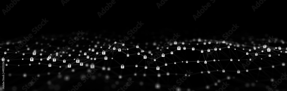 Cyber Security Flow Concept Digital Wave Structure Connecting Code Algorithms Secure Data