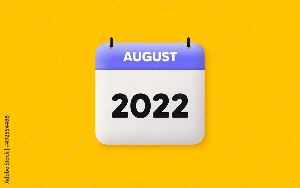 Calendar agenda 3d icon. August month icon. Event schedule Aug date ...