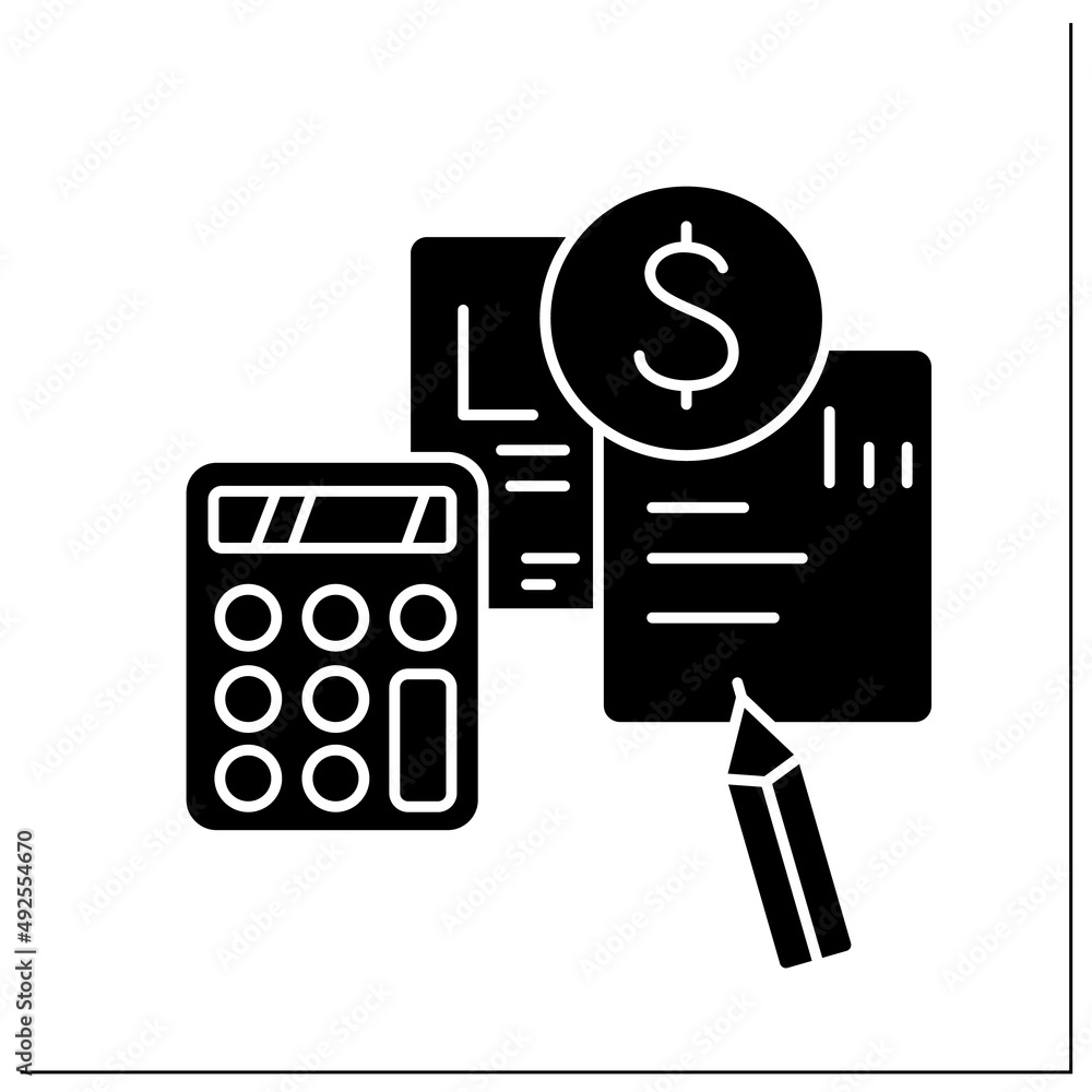 Pro forma invoice glyph icon.Preliminary bill of sale.Document ...