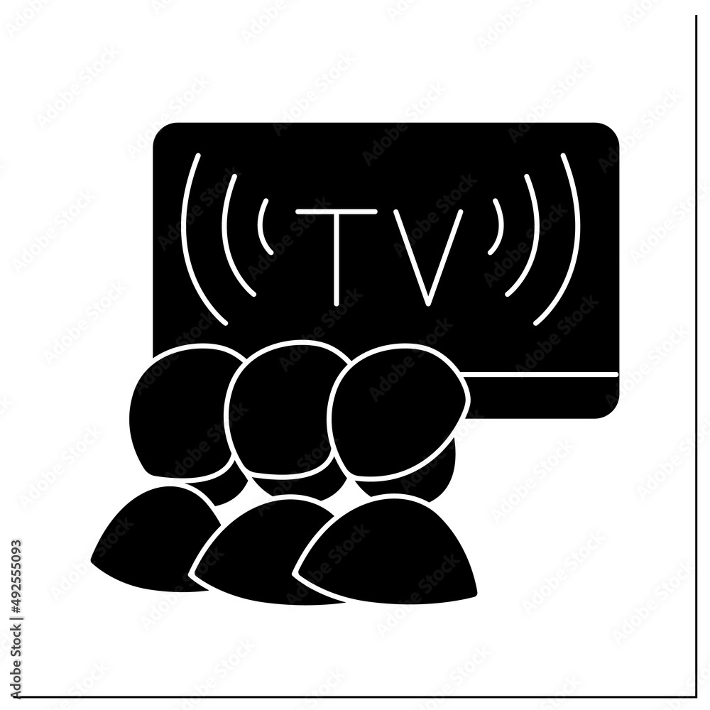 Children tv glyph icon. Child watching entertainment kids show ...