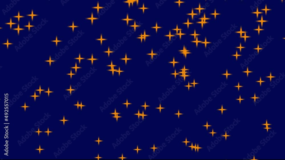 Dark blue background with falling orange star like crosses. Simple high ...