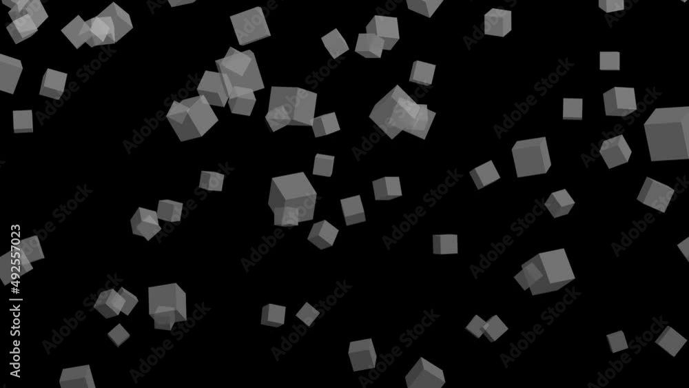 Black background with falling white cubes. Simple high definition ...