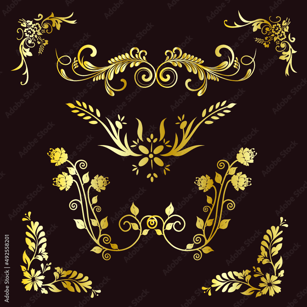 gold border floral Victorian art Stock Vector | Adobe Stock