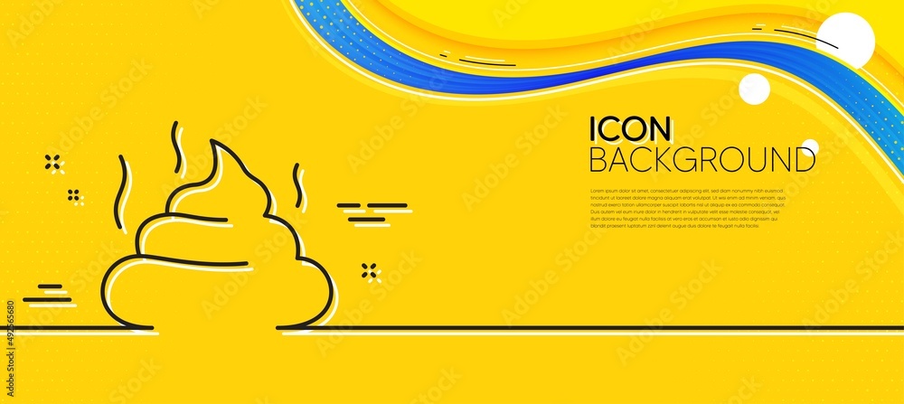 Feces line icon. Abstract yellow background. Pets excrement sign. Poop ...