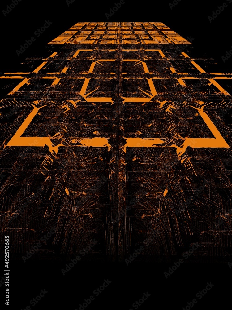 exploding cross section of modern architectural building in vivid ...