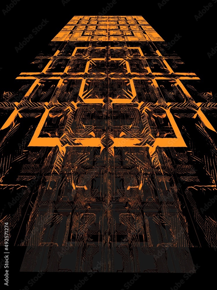 exploding cross section of modern architectural building in vivid ...