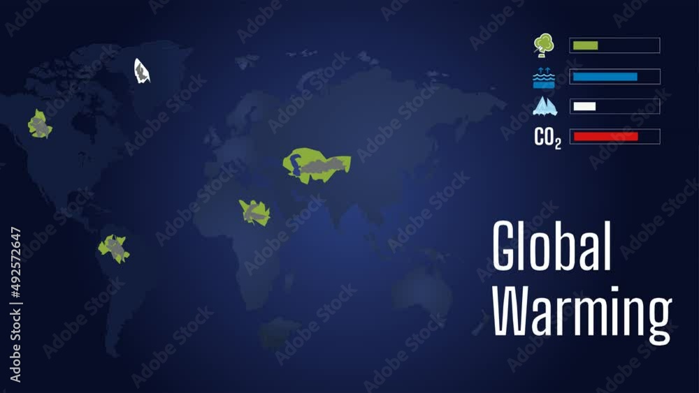 World Map Timelapse Showing Global Warming in Animation 4k with Scales ...