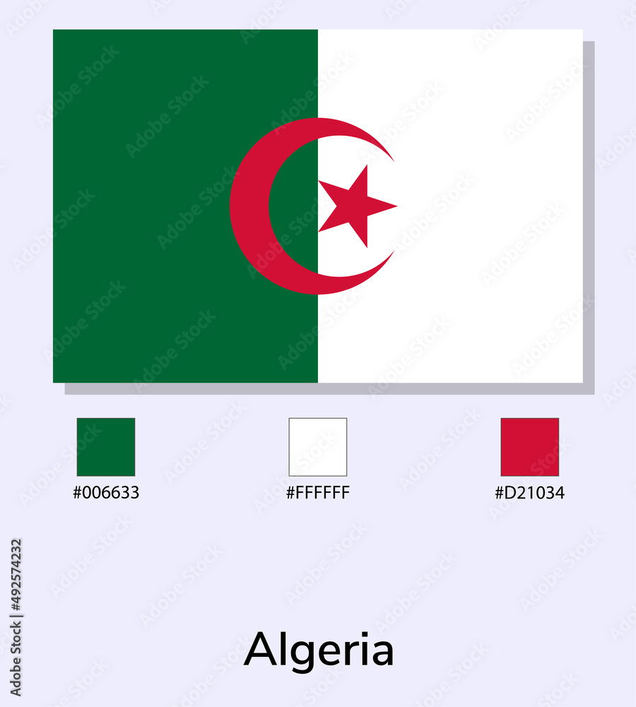 Vector Illustration of Algeria flag isolated on light blue background ...
