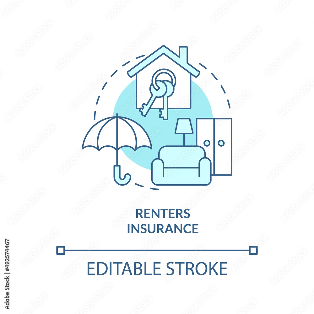 Renters insurance turquoise concept icon. Type of property financial ...