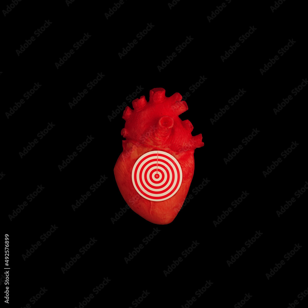 Abstract organic organ human heart with real target symbol. Love ...