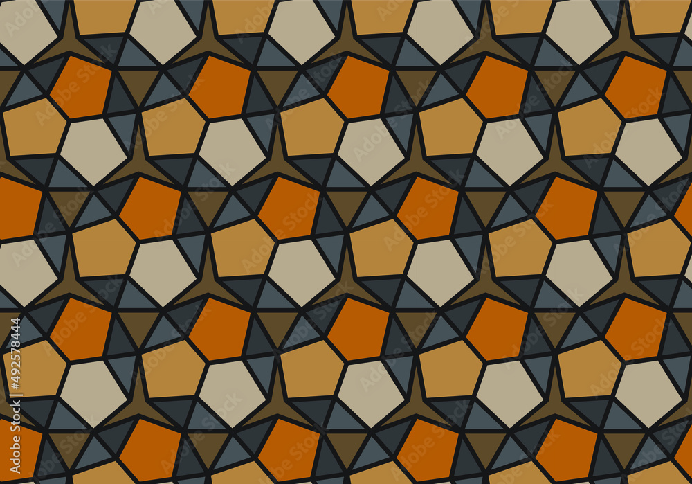 Contemporary 3d effect geometric tessellated line art shapes of 9-sided ...