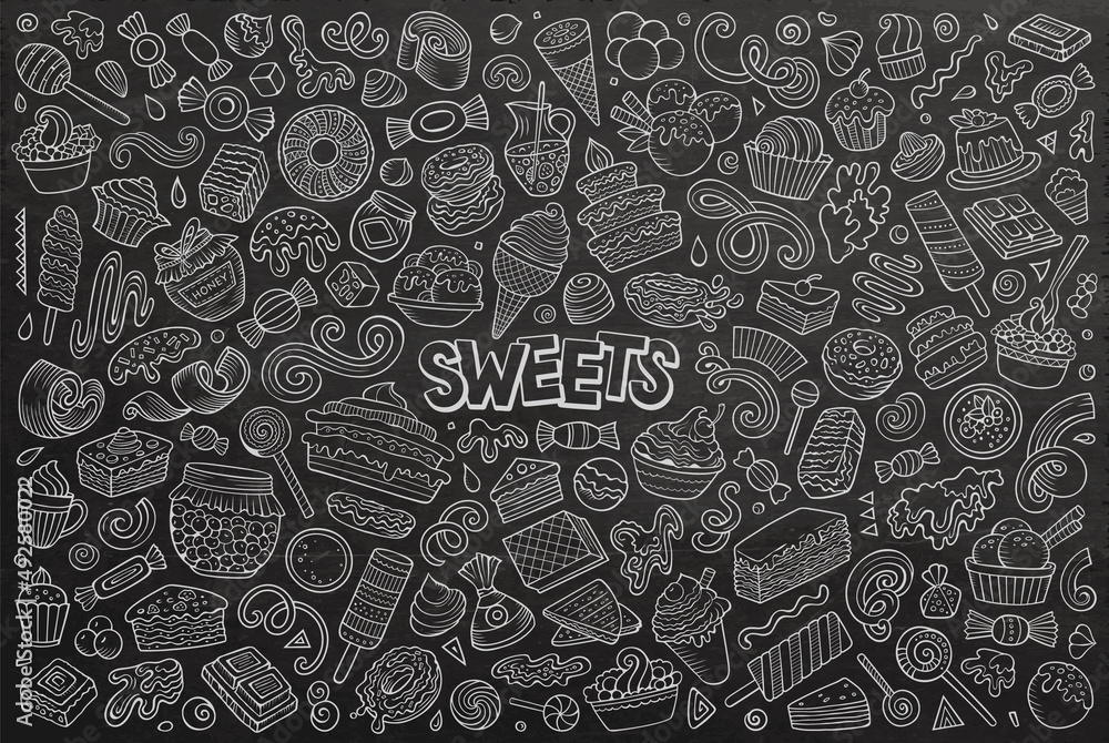 Cartoon set of Sweets theme items, objects and symbols Stock Vector ...