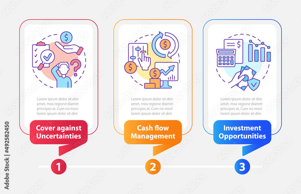 Advantages of insurance rectangle service infographic template. Data ...