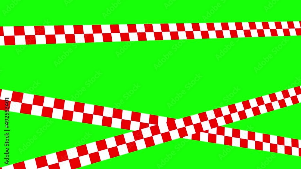 Animated Barricade Tape Red Dot Lines 4K Animation, Green Background ...