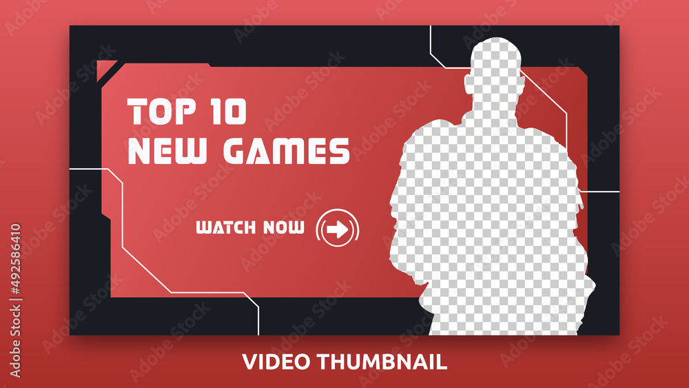 gaming video thumbnail template Stock Vector | Adobe Stock