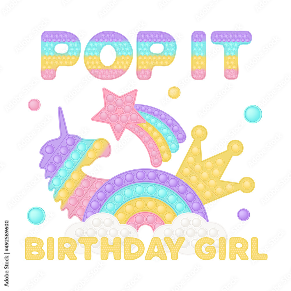 Popit birthday girl sublimation in fidget toy style. Pop it t-shirt ...