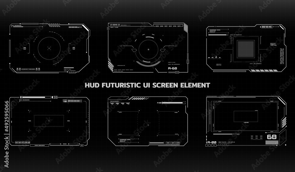 HUD UI Futuristic Screen Monitoring Virtual System Analysis Infographic ...