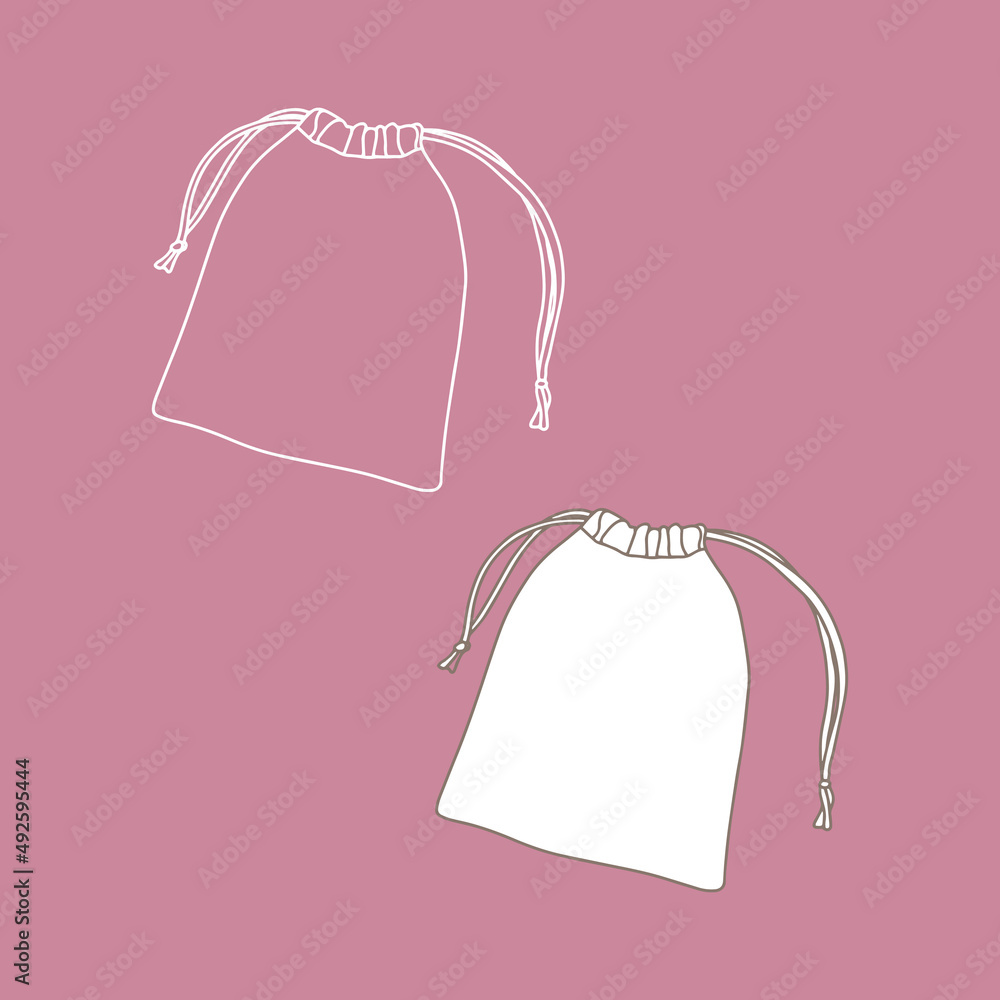 Fabric bag with string. Packaging template mock up. Delivery service ...
