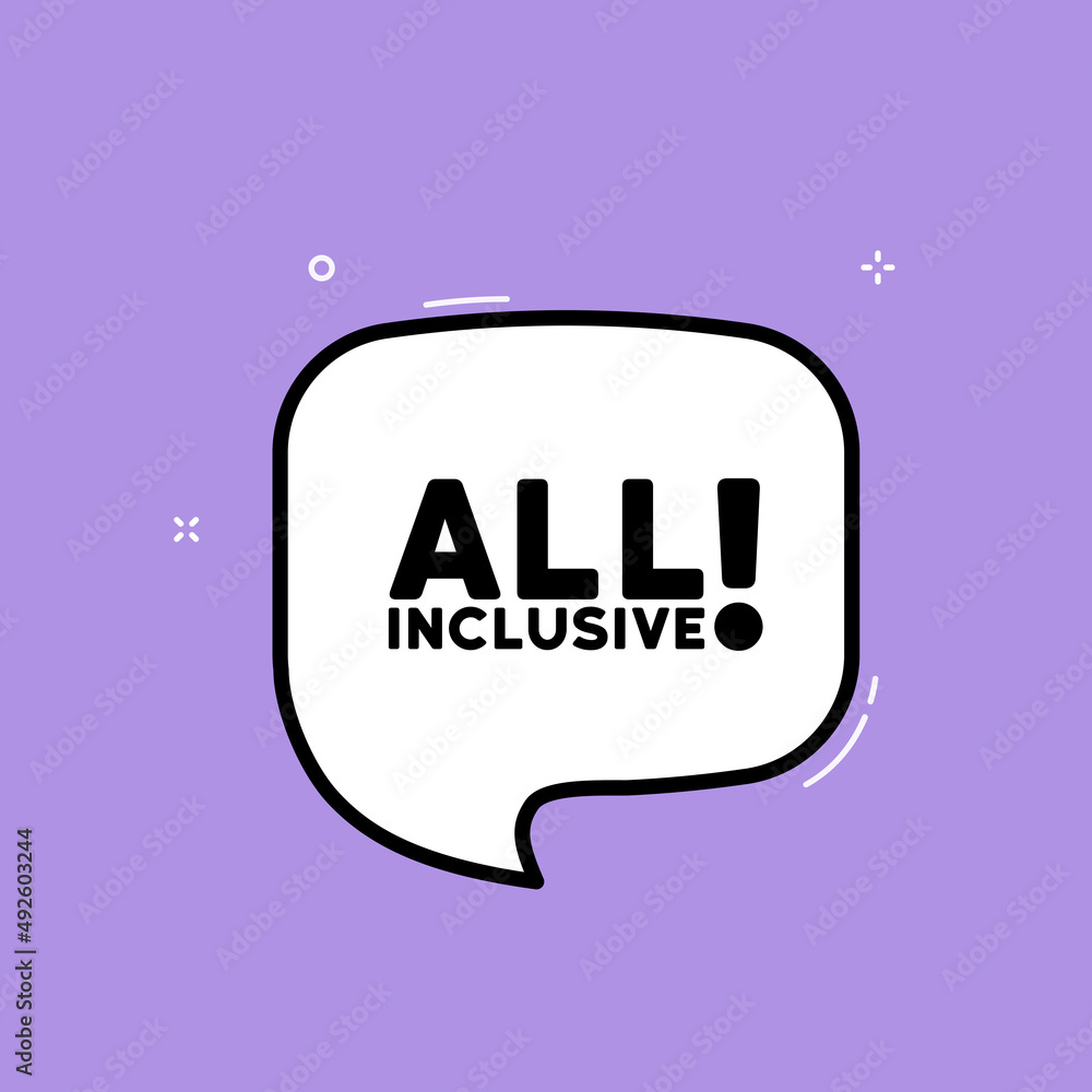 Speech bubble with All inclusive text. Boom retro comic style. Pop art ...