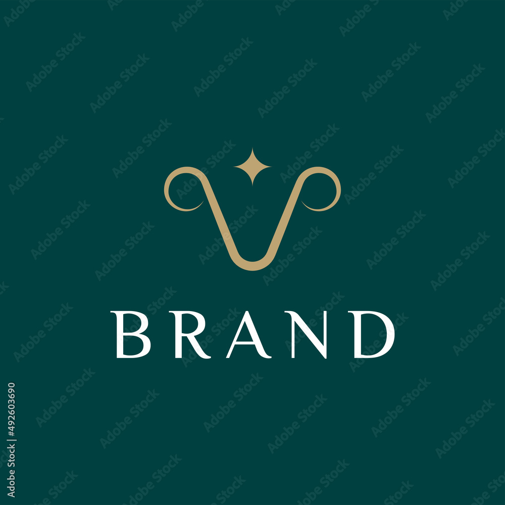 Elegant line curve vector logotype. Premium letter V logo design ...