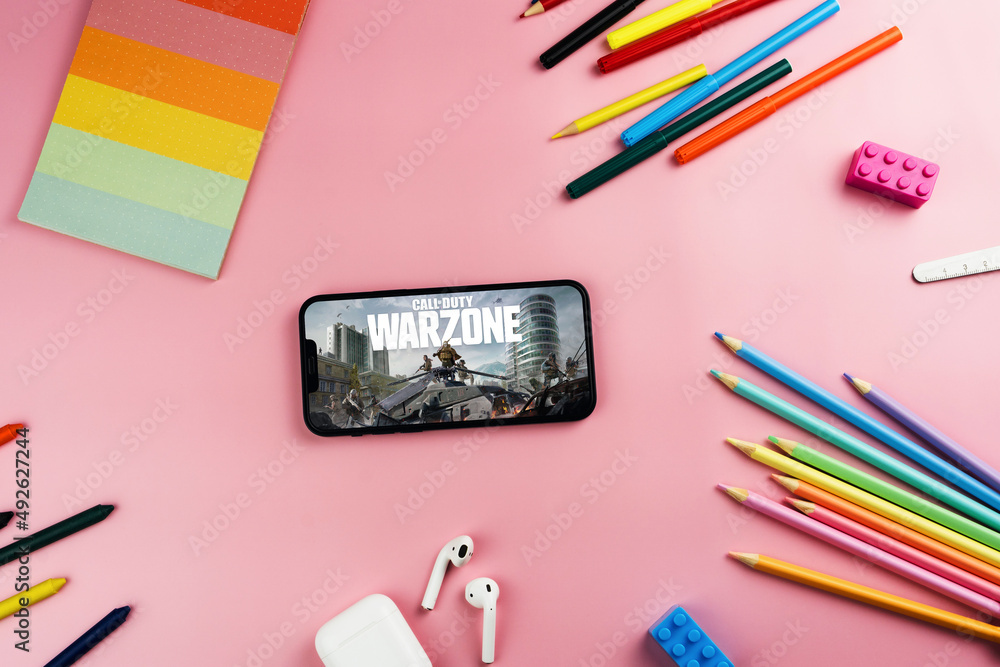 Call of Duty Warzone (COD) mobile game app on the smartphone screen ...