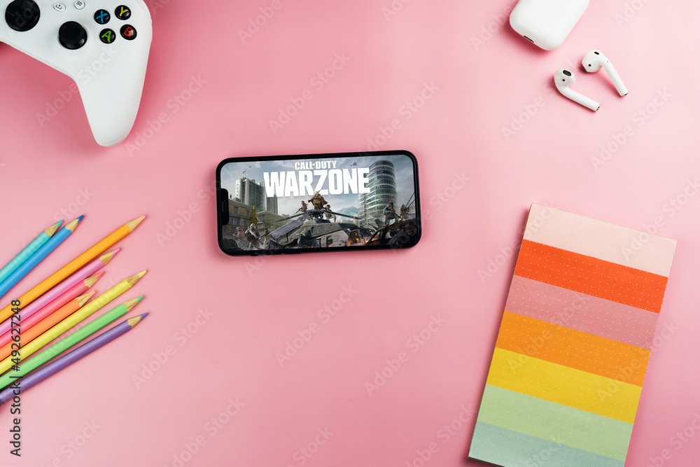Call of Duty Warzone (COD) mobile game app on the smartphone screen ...
