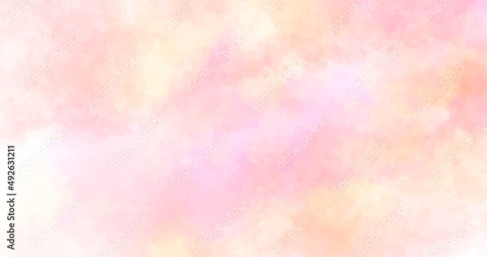 Orange and pink watercolor background. pastel mottled border texture ...