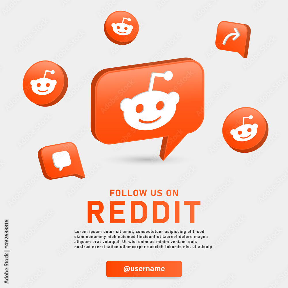 follow us on reddit in 3d speech bubble for social media icons banner ...