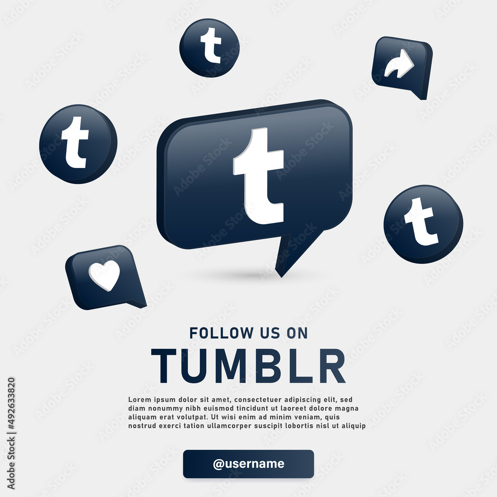 follow us on tumblr in 3d speech bubble for social media icons banner ...