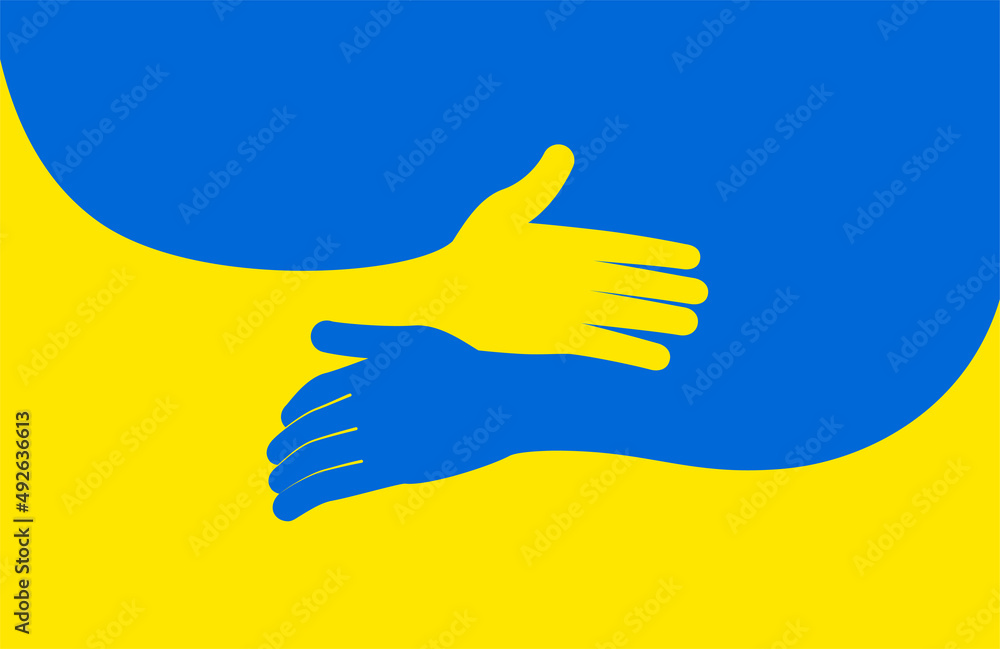 Support for Ukraine. Care, love and charity symbol. Embrace icon, arms ...