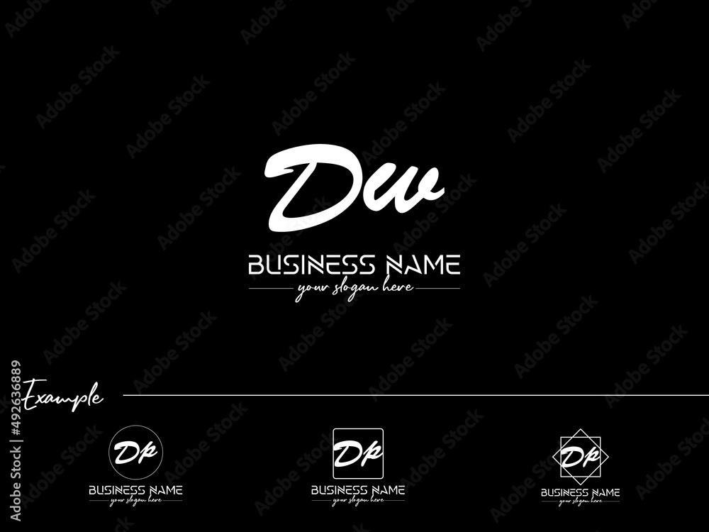 Signature Letter DW Logo Vector, Signature Dw d&w Logo icon design with ...