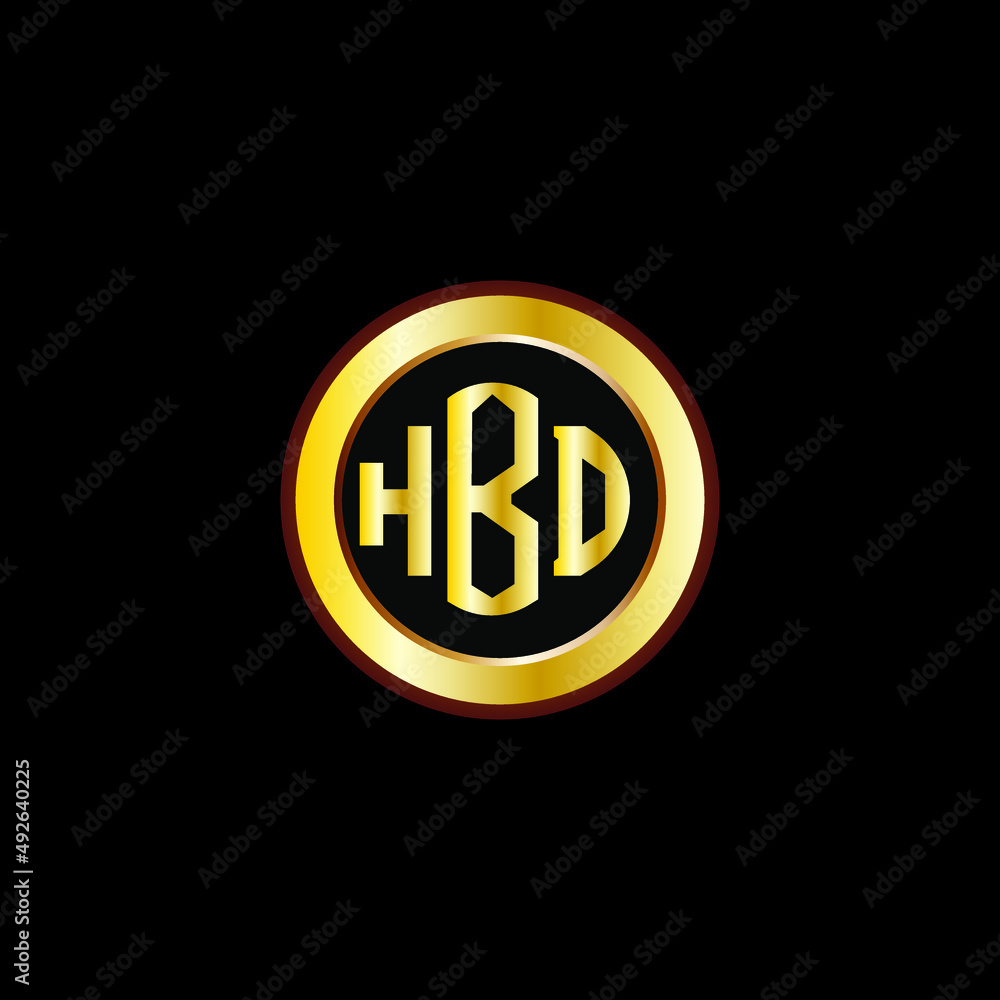 HBD letter circle logo design. HBD letter logo design with black ...