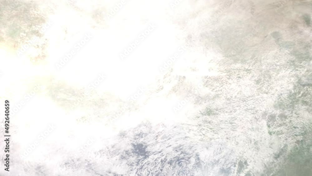 Earth zoom in from outer space to city. Zooming on Parakou, Benin. The ...