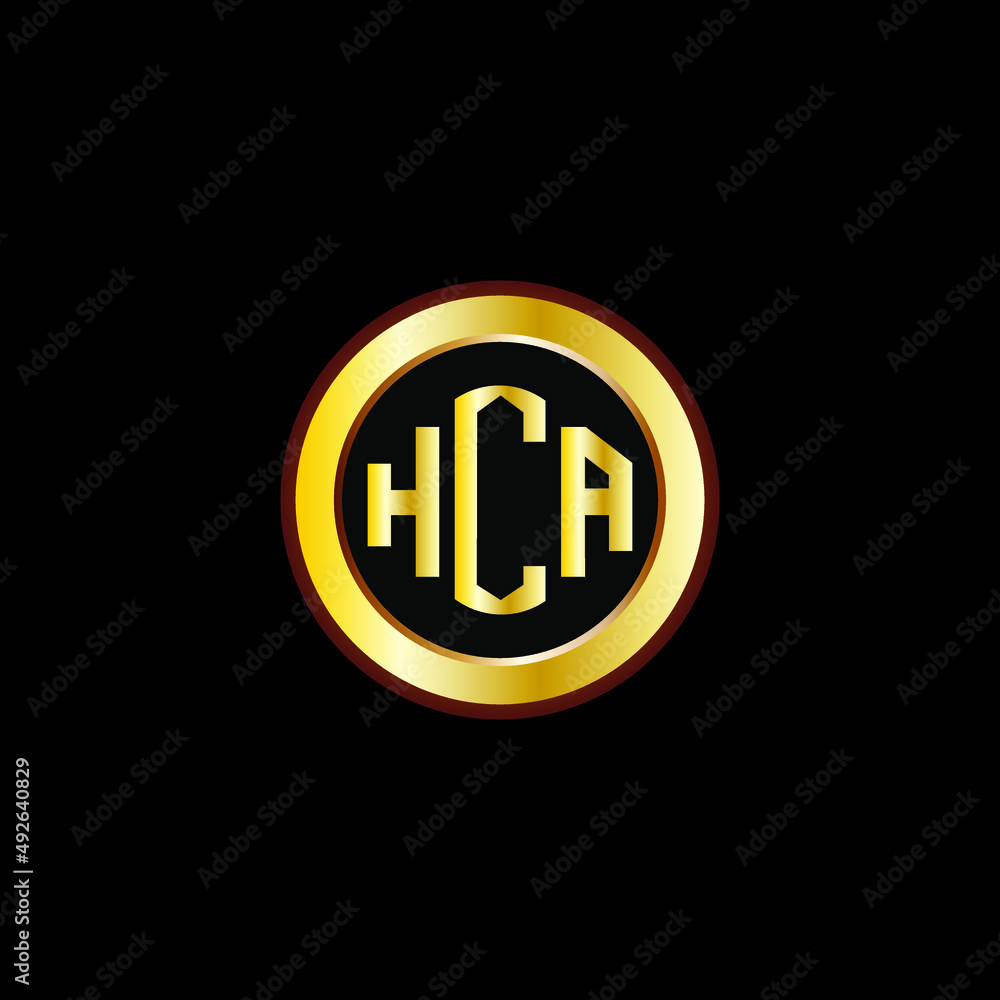 HCA letter circle logo design. HCA letter logo design with black ...