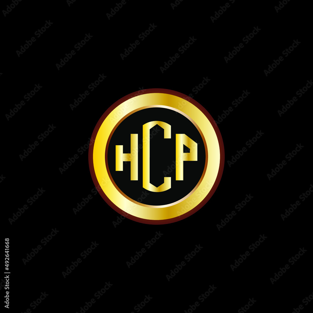 HCP letter circle logo design. HCP letter logo design with black ...
