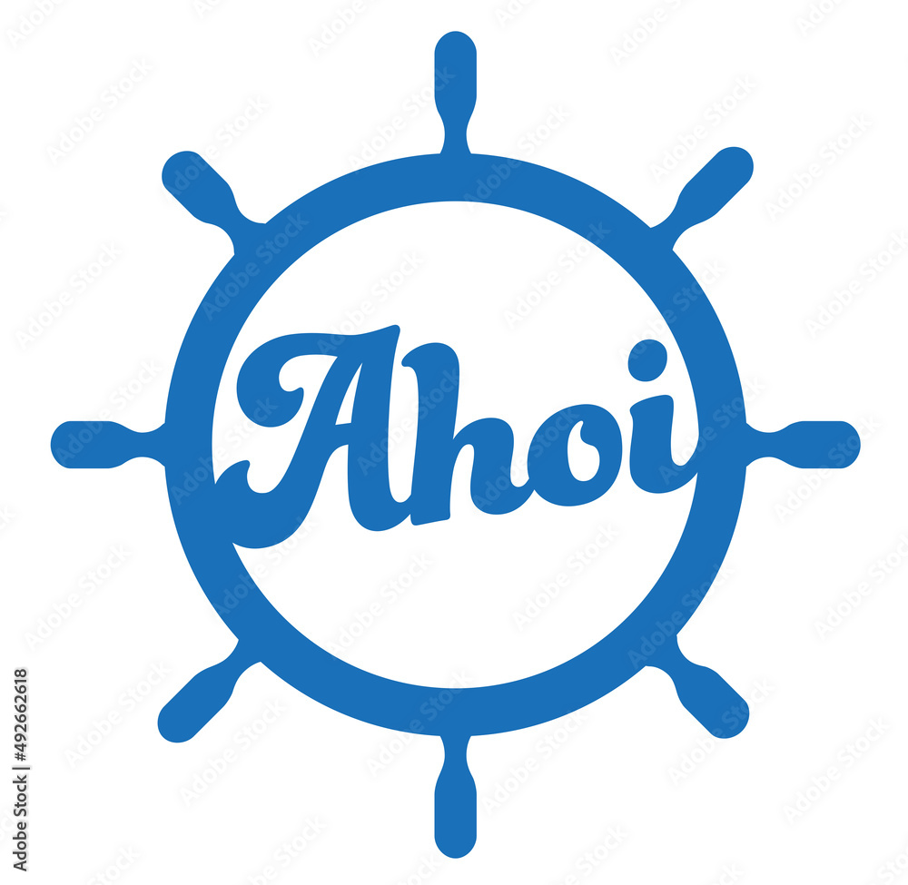 Button Ahoi blau mit Piktogramm Steuerrad Stock Vector | Adobe Stock